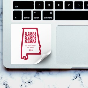Alabama Groovy Printable Art Map, Minimalist Red & White Design With ...