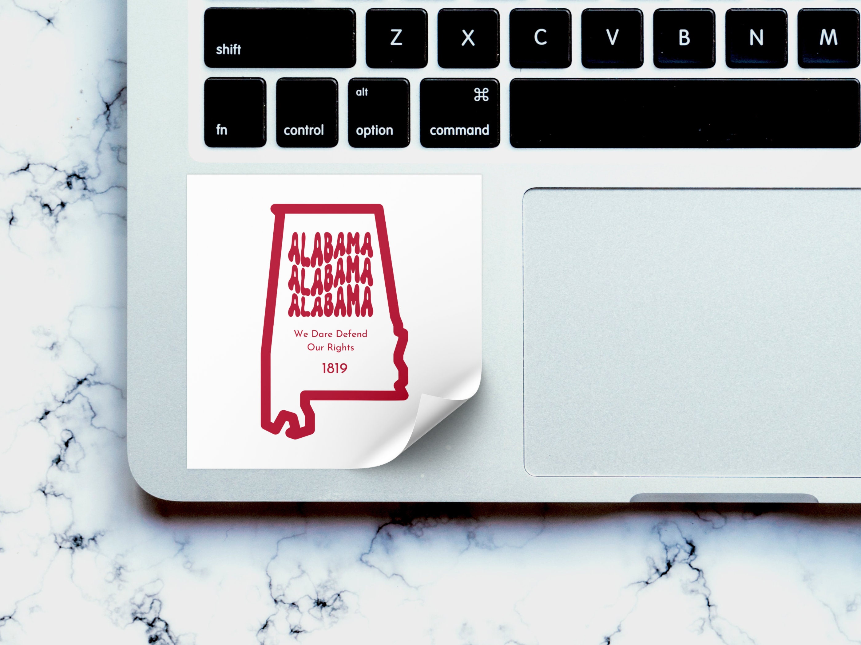 Alabama Groovy Printable Art Map, Minimalist Red & White Design With ...