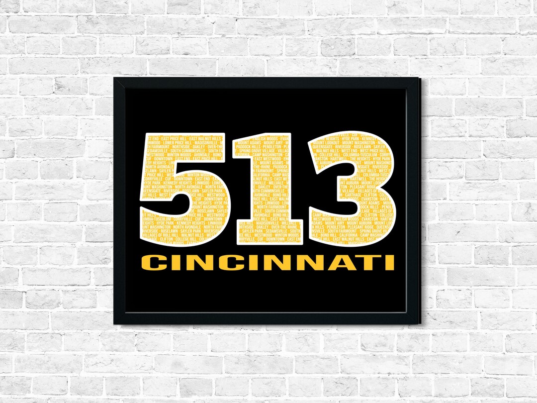 Cincinnati Neighborhoods Digital Art Print, Black, Gold, & White Ohio ...