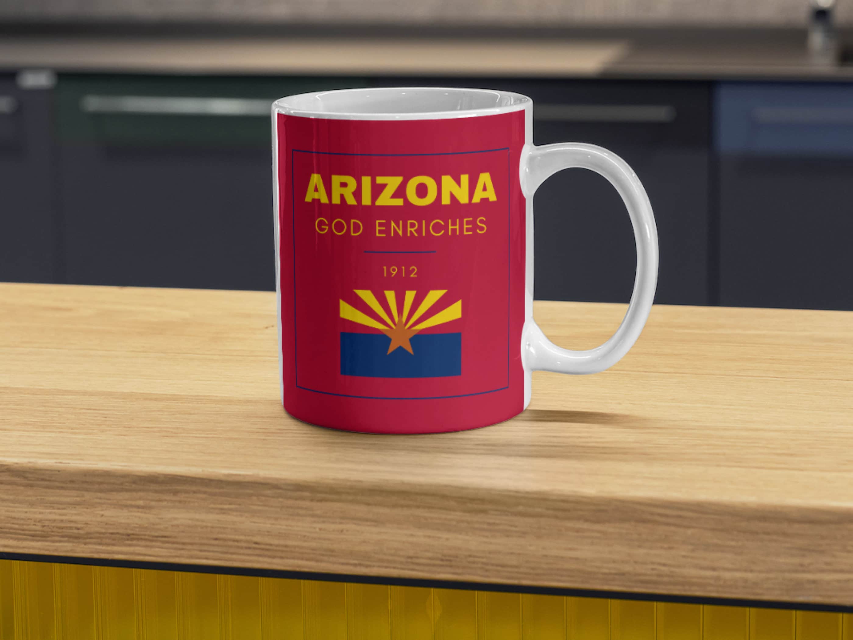 Arizona Flag Digital Printable Art, Minimalist Red, Yellow, Blue ...