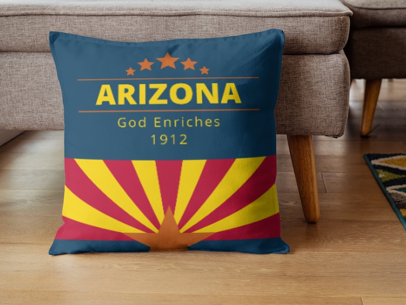 Arizona State Flag Digital Printable Art, Minimalist Blue, Red, Yellow ...