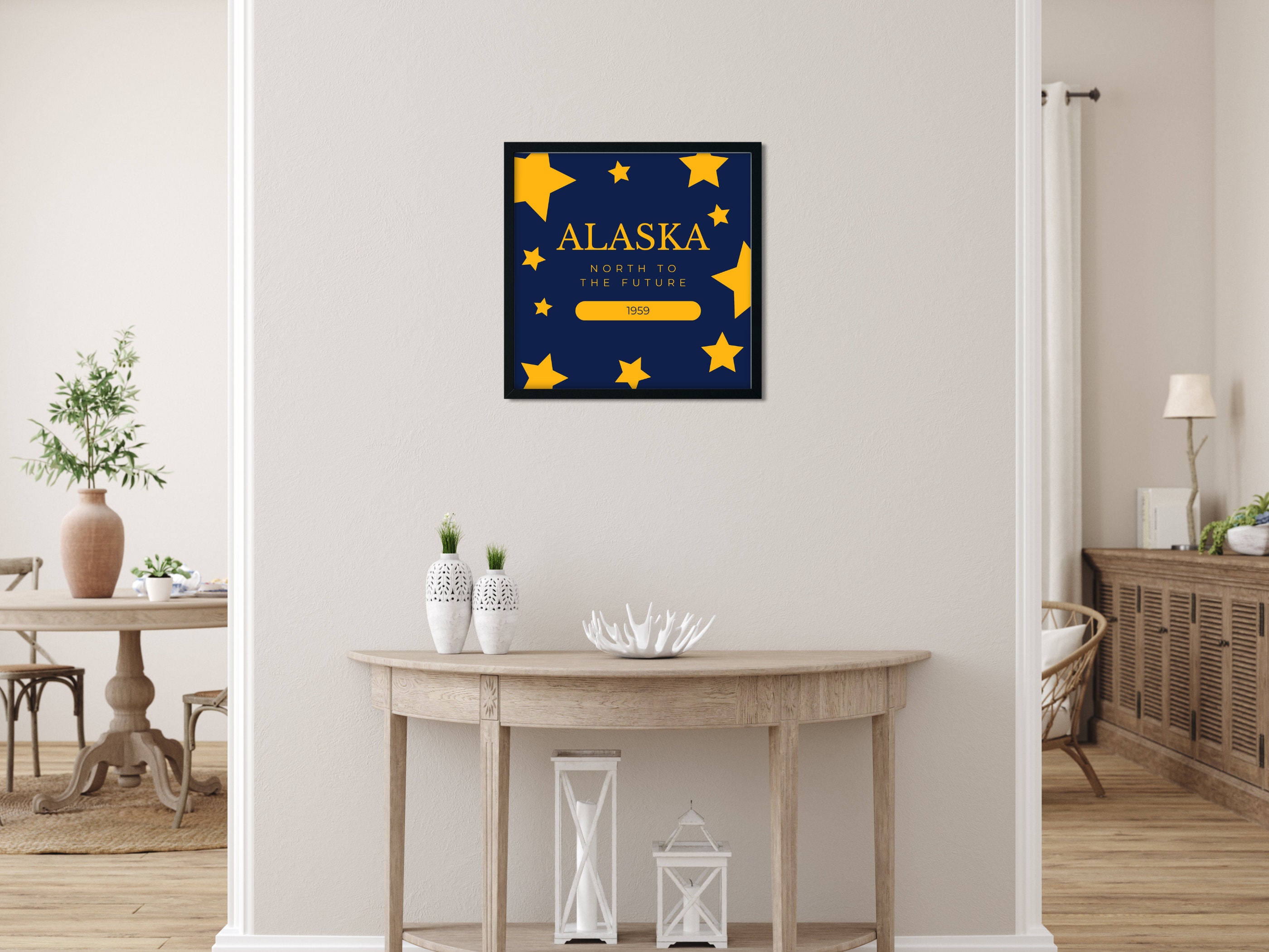 Alaska Stars Printable Art, Minimalist Navy Blue & Gold Stars Design ...