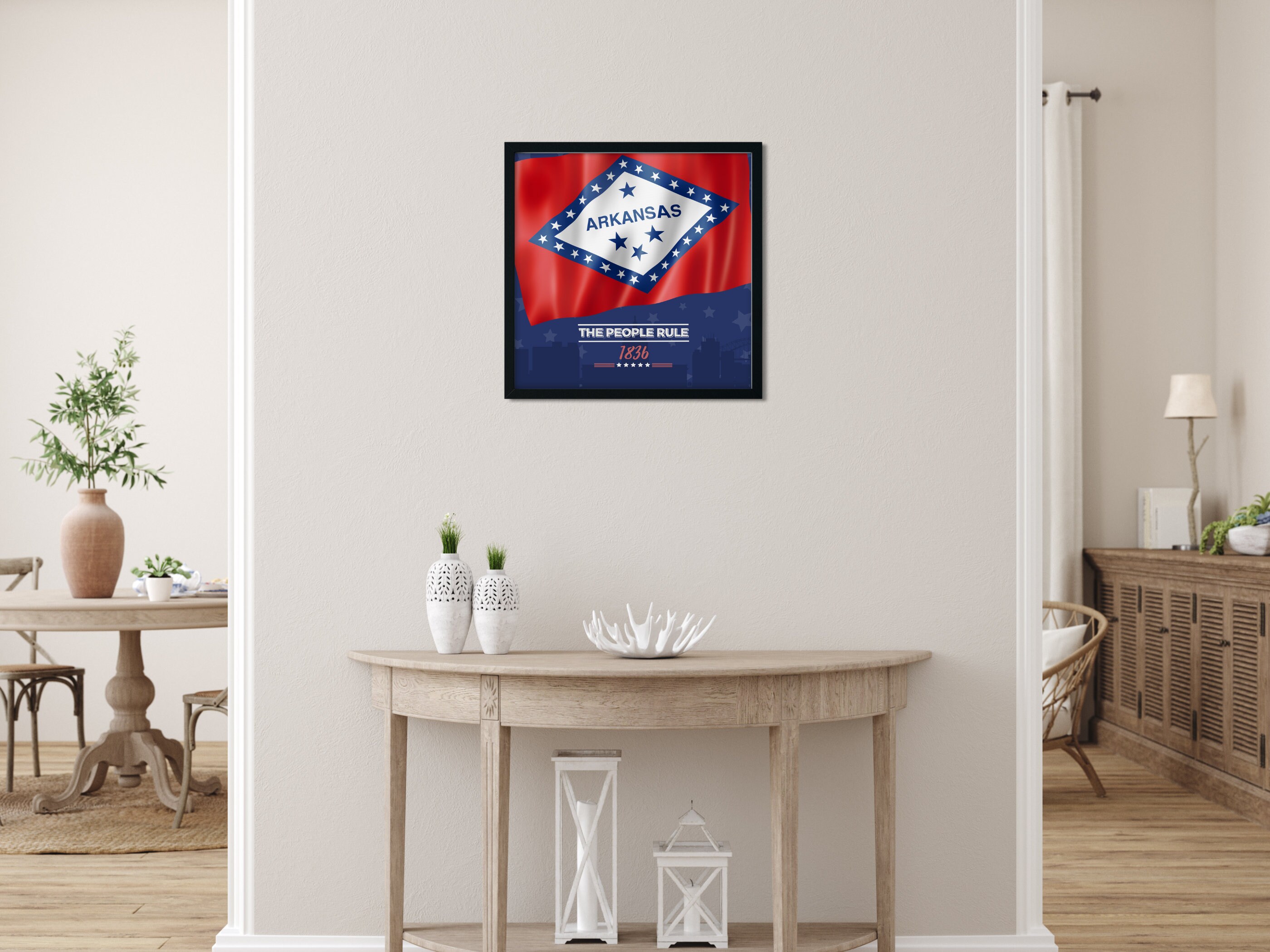 Arkansas State Flag Digital Printable Art, Minimalist Red, White ...