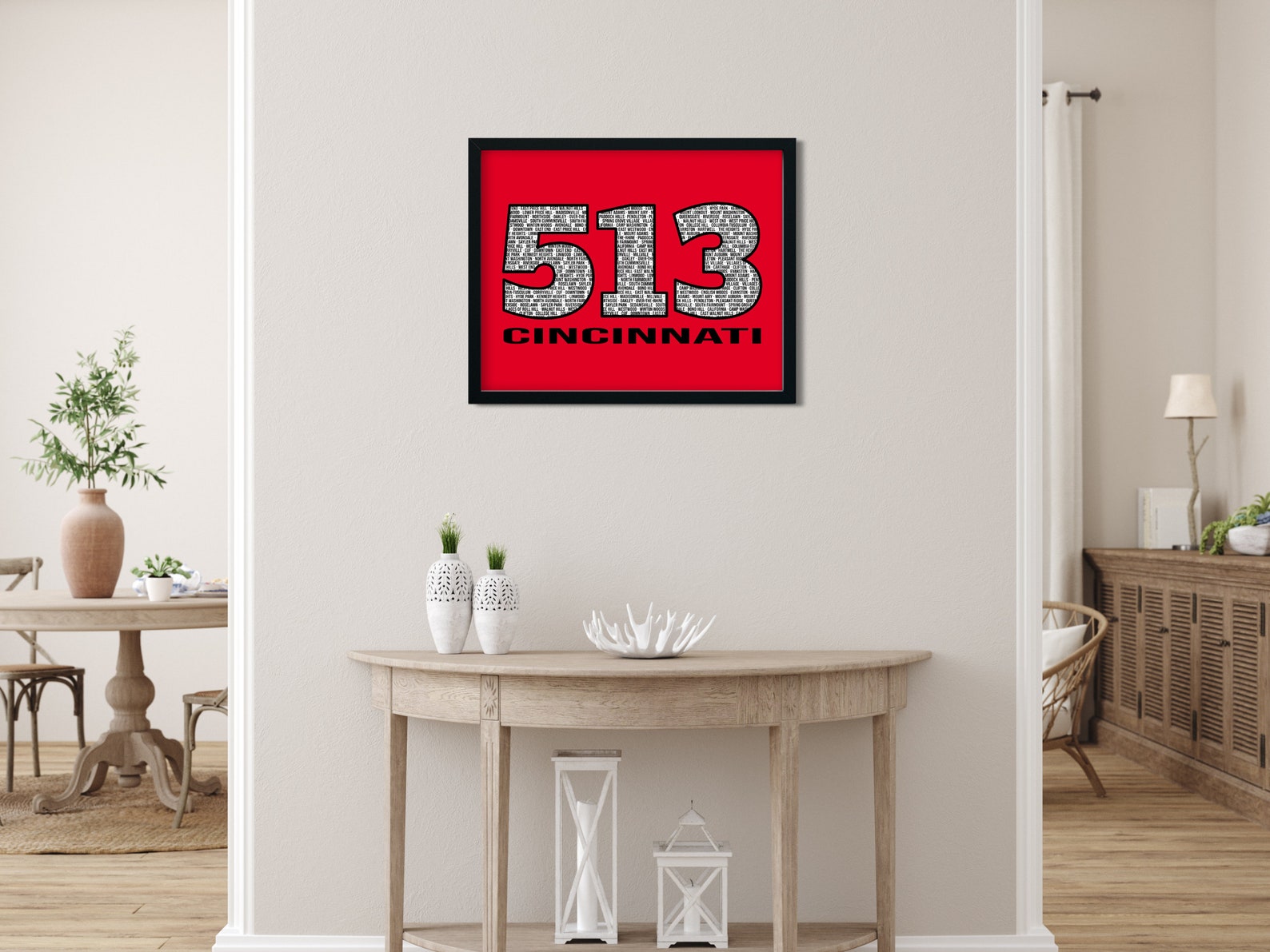 Cincinnati Neighborhoods Digital Art Print, Red, Black, & White Ohio ...