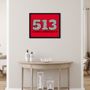 Cincinnati Neighborhoods Digital Art Print, Red, Black, & White Ohio ...