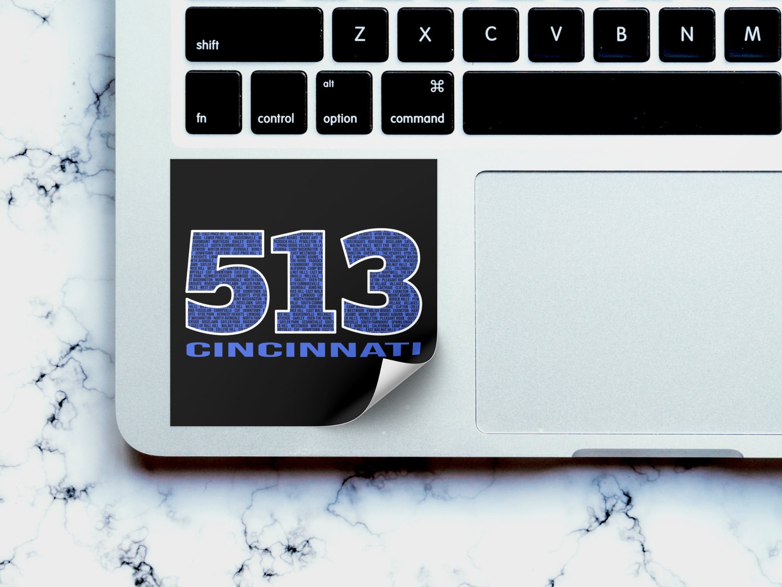 Cincinnati Neighborhoods Digital Art Print, Black, Blue, & White Ohio ...