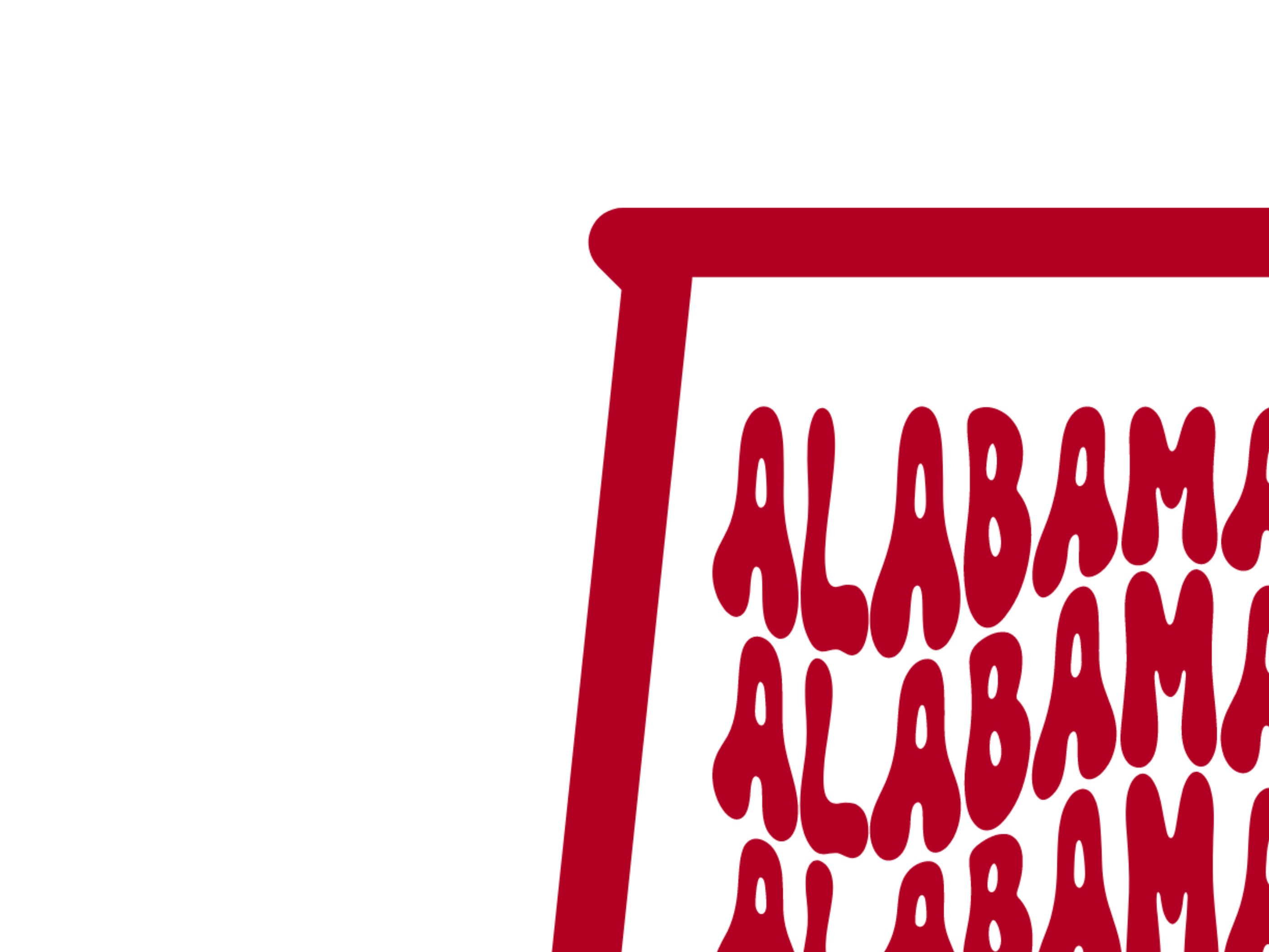 Alabama Groovy Printable Art Map, Minimalist Red & White Design With ...