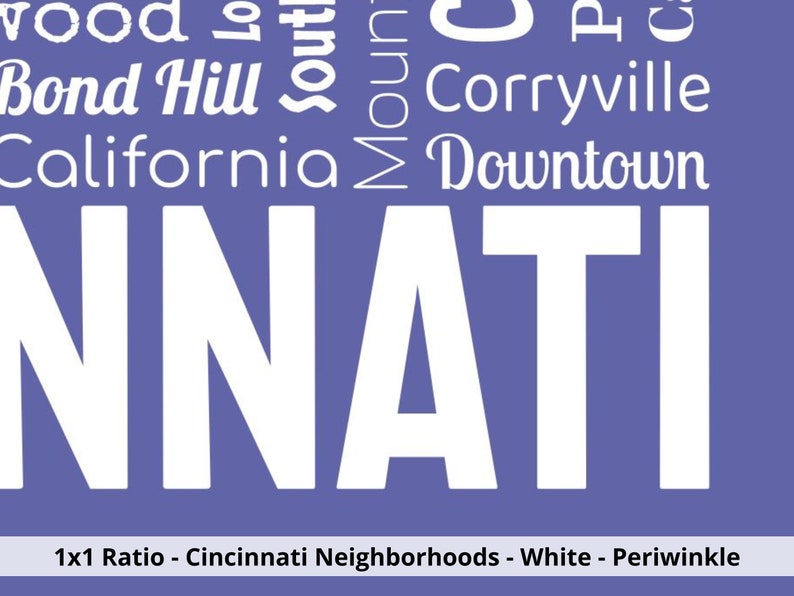 Cincinnati Neighborhoods Typography Word Cloud Printable Art - Etsy