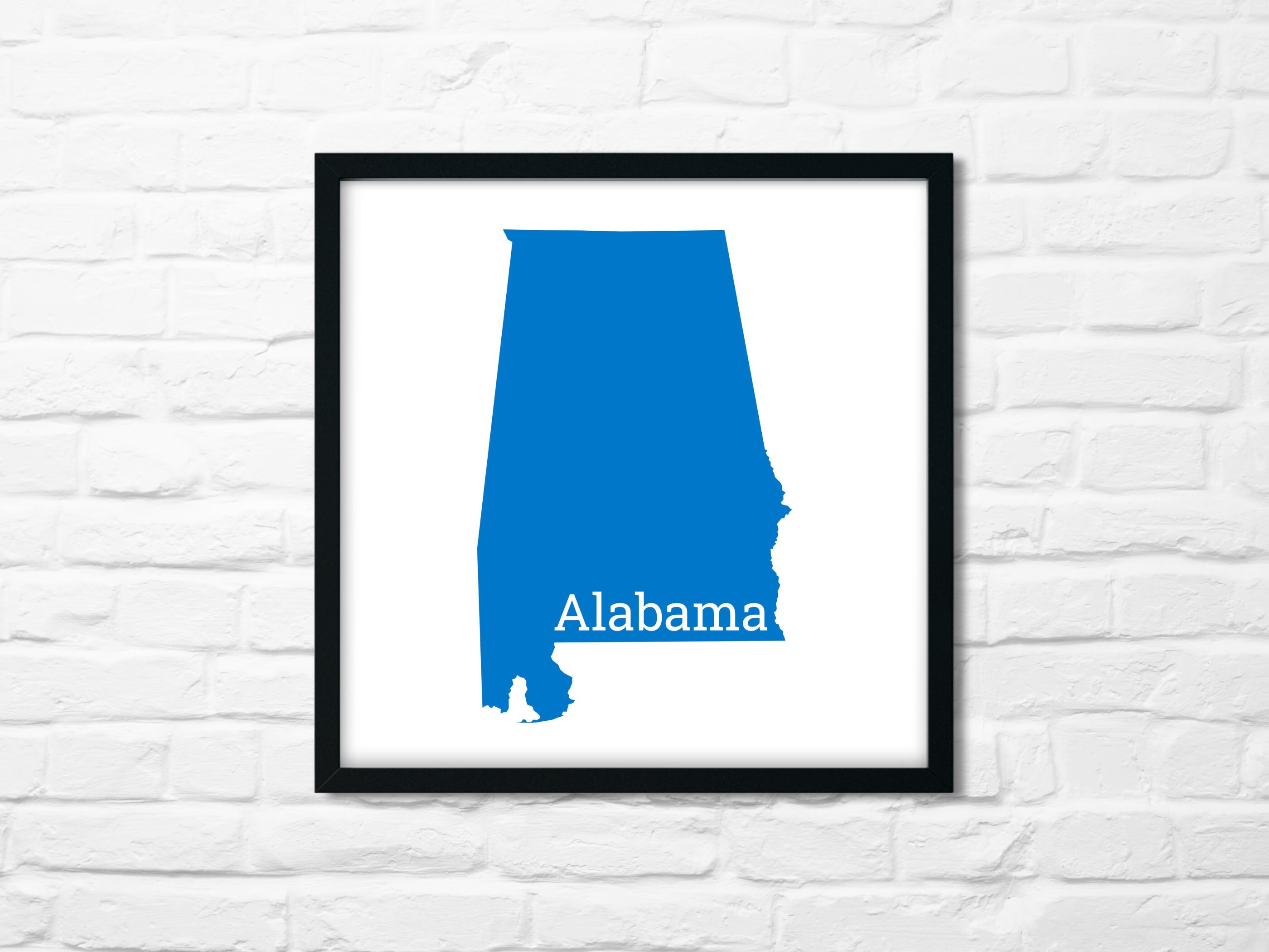 Alabama Minimalist Map - Printable Art in Blue & White - Instant ...