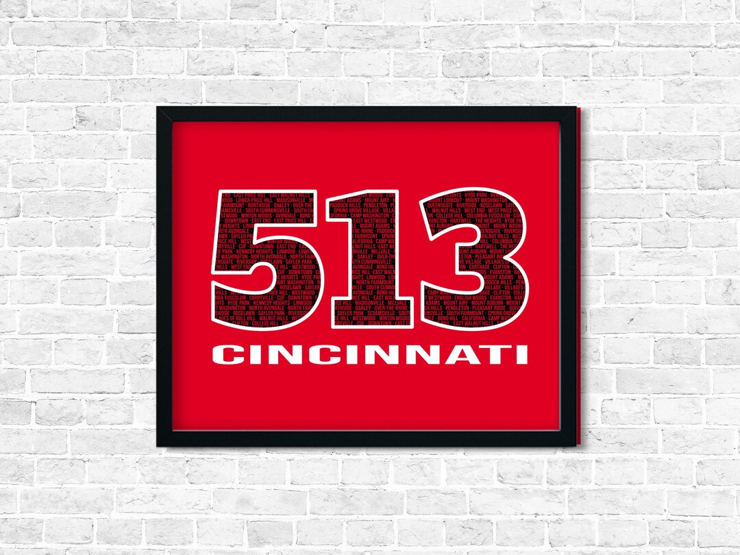 Cincinnati Neighborhoods Digital Art Print, Red, Black, & White Ohio ...