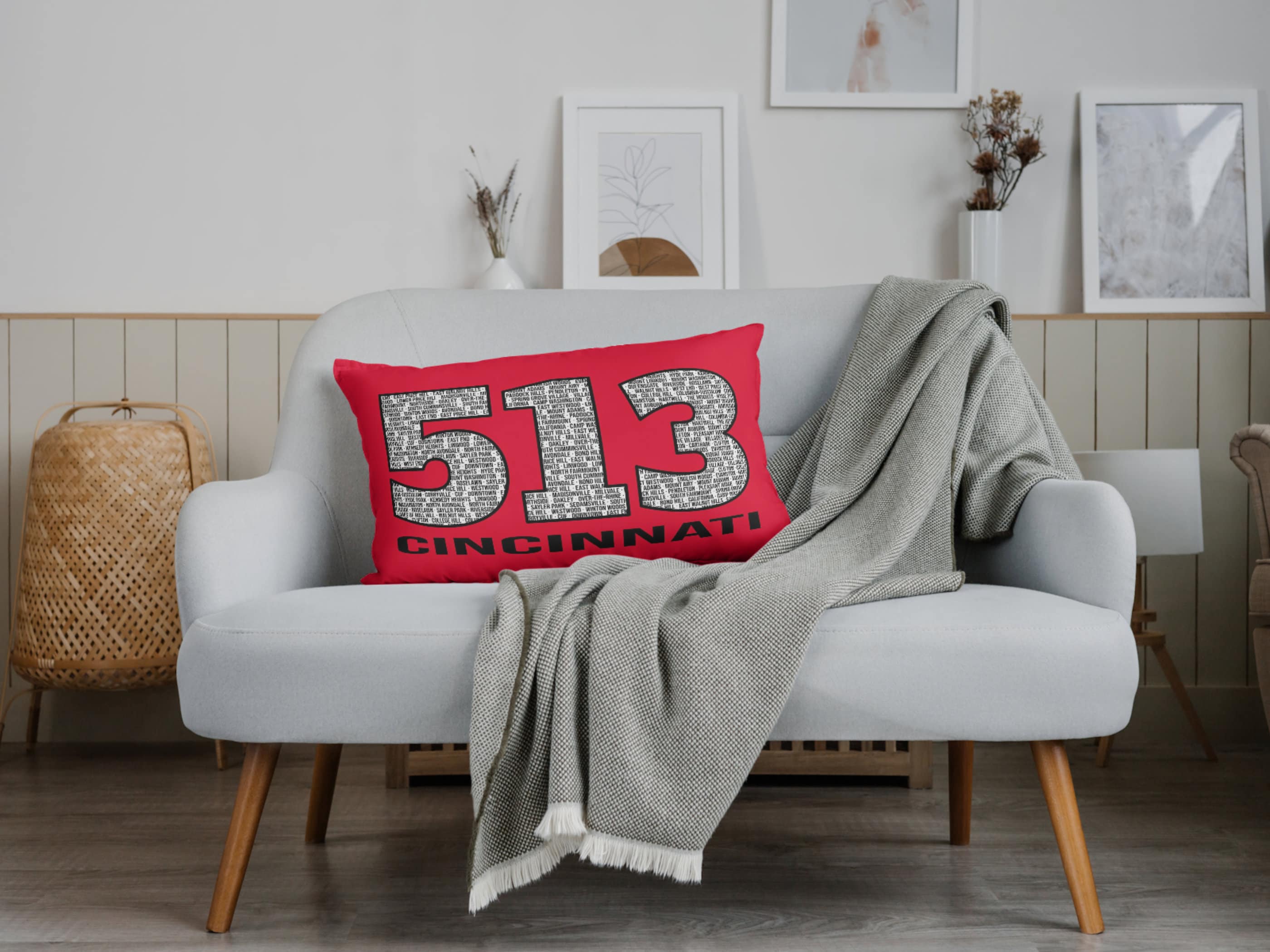 Cincinnati Neighborhoods Digital Art Print, Red, Black, & White Ohio ...