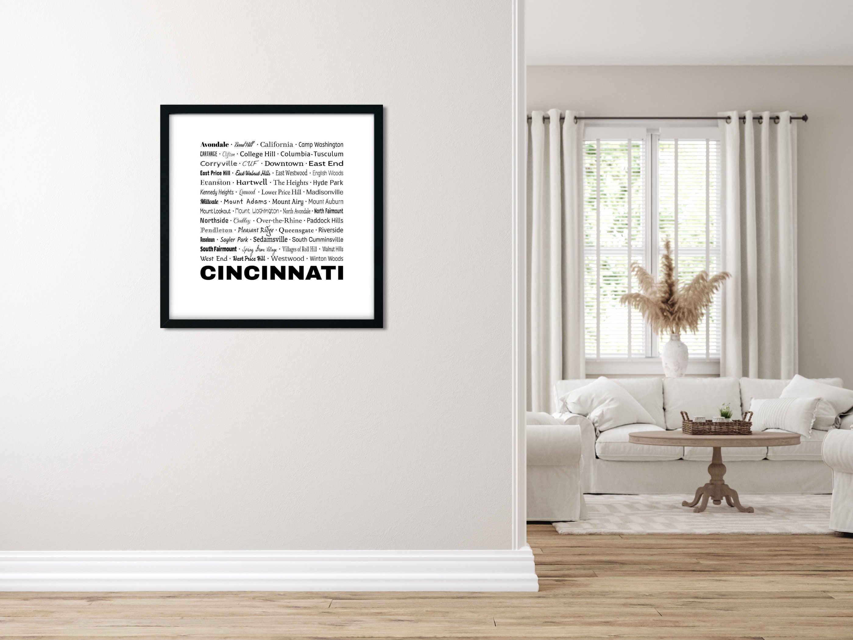 Cincinnati Neighborhoods Typography Printable Art, Digital Download ...