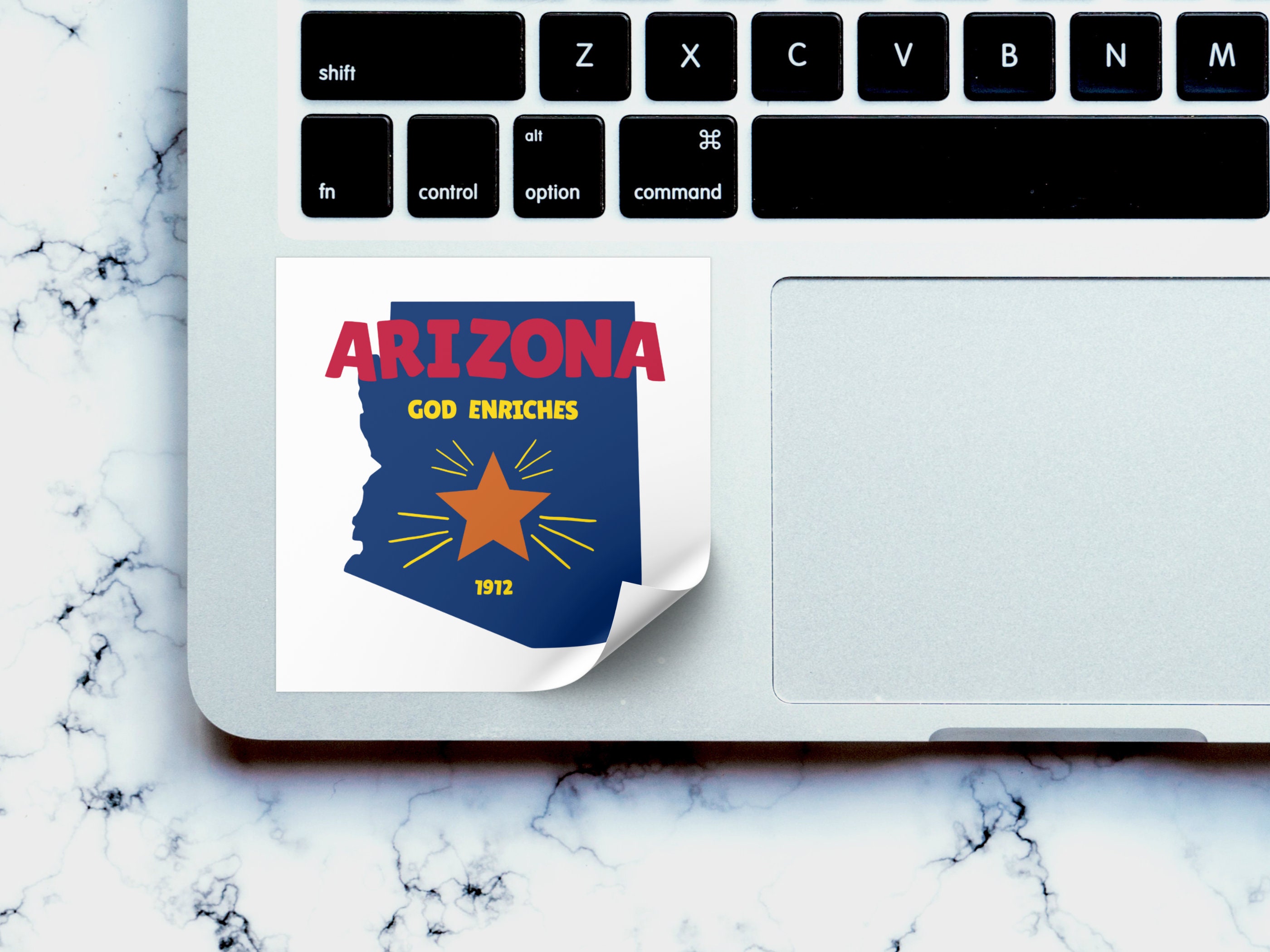 Arizona State Map Digital Printable Art, Minimalist Blue, Red, Yellow ...