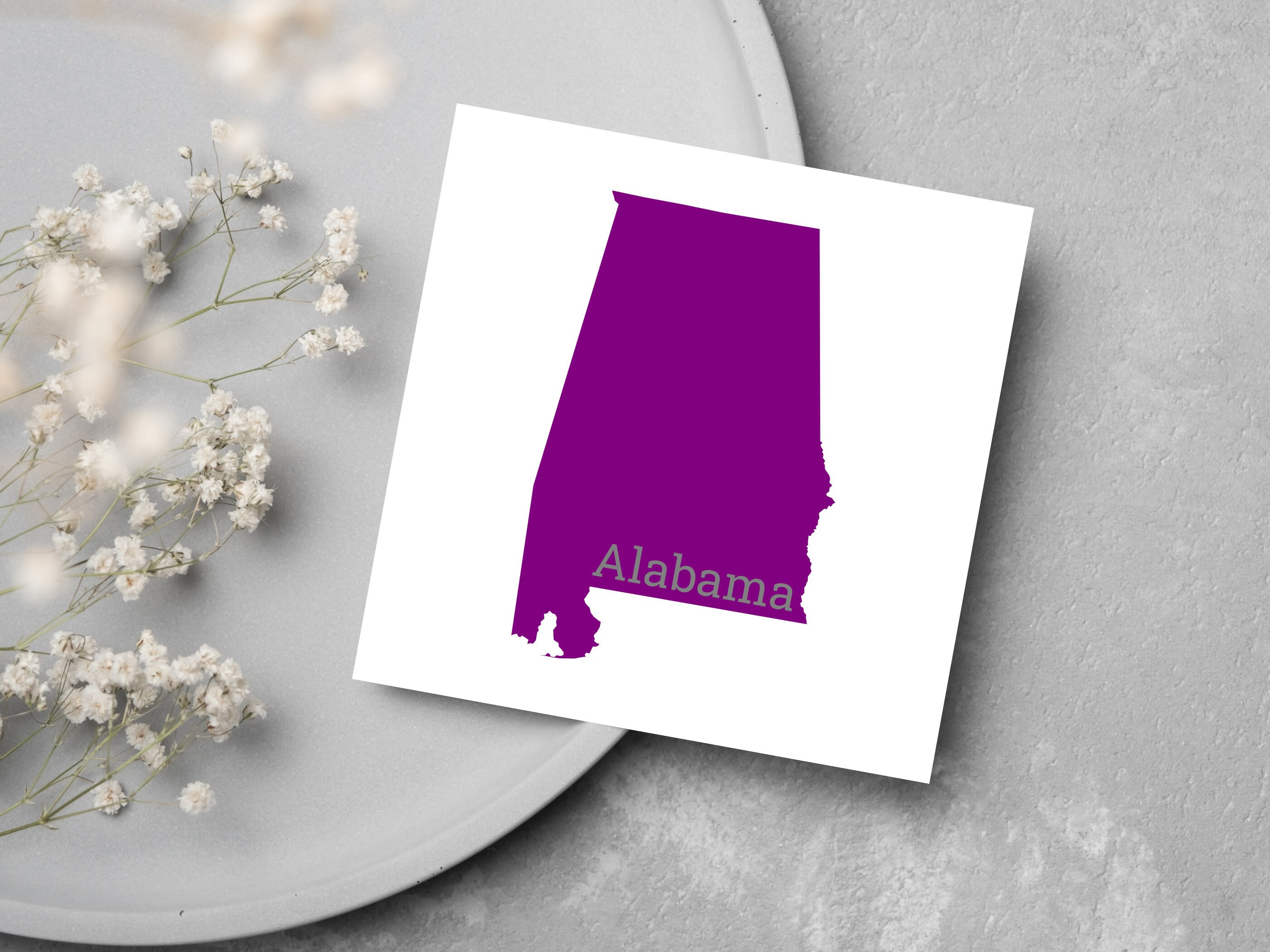 Alabama Minimalist Map - Printable Art in Purple & Gray - Instant ...