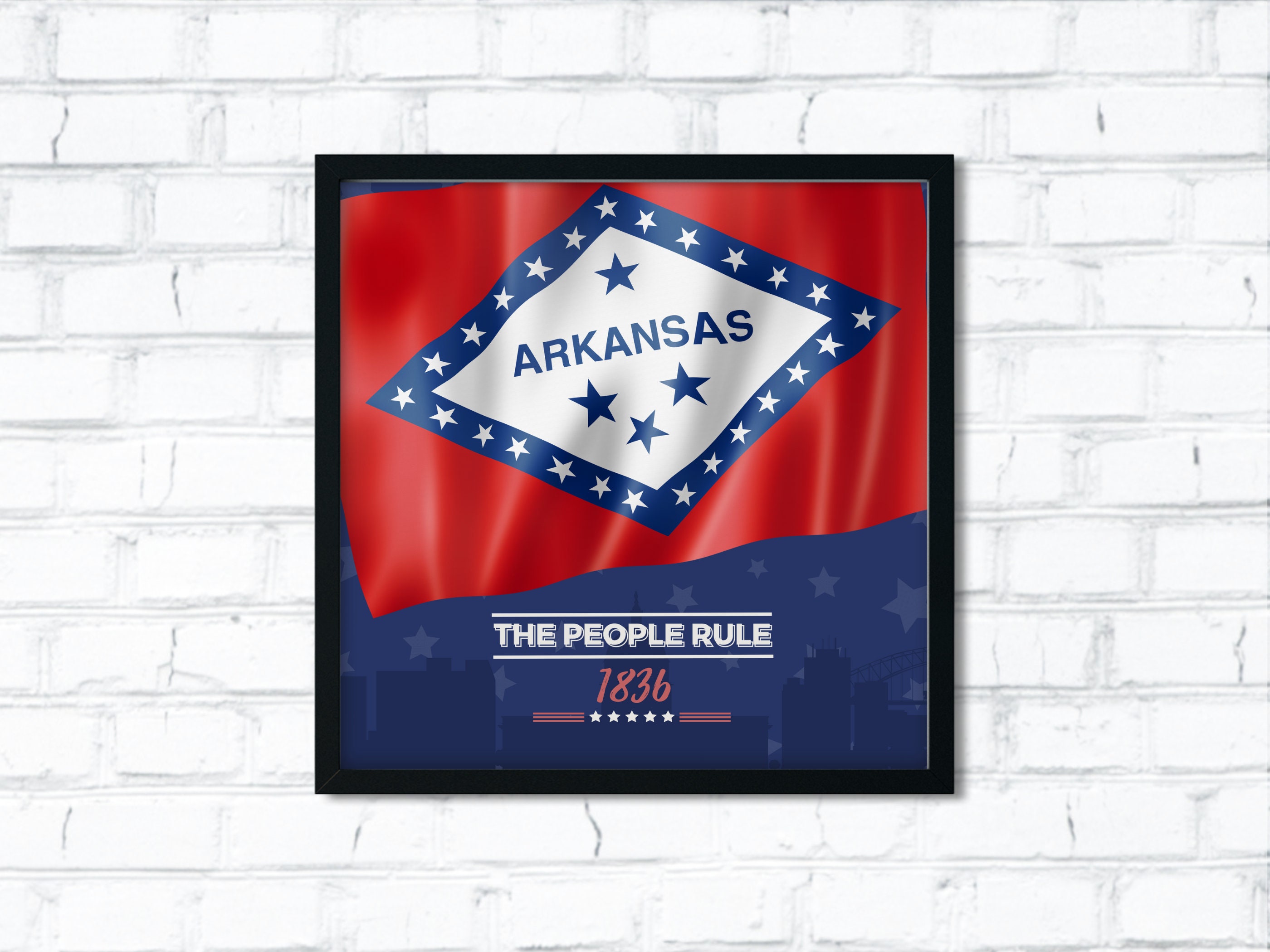 Arkansas State Flag Digital Printable Art, Minimalist Red, White ...