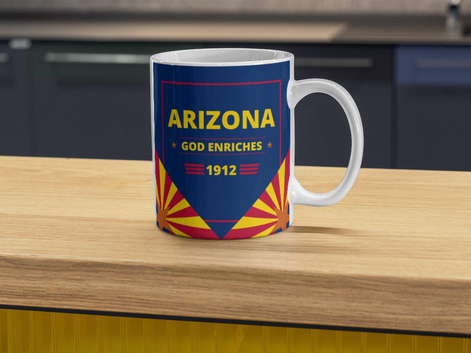 Arizona Flag Digital Printable Art, Minimalist Yellow, Blue, Red ...