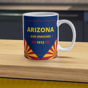 Arizona Flag Digital Printable Art, Minimalist Yellow, Blue, Red ...