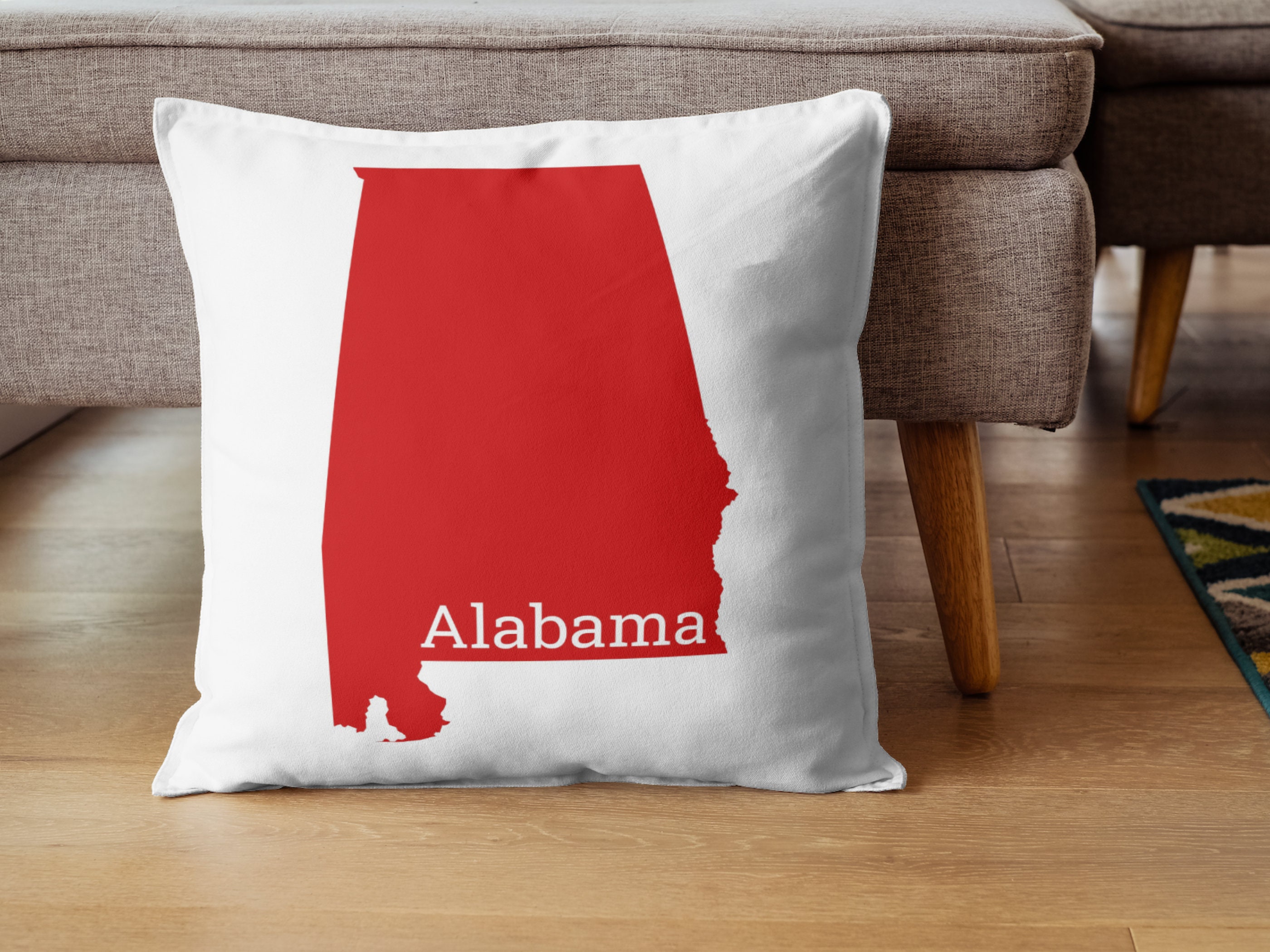 Alabama Minimalist Map - Printable Art in Red & White - Instant Digital ...