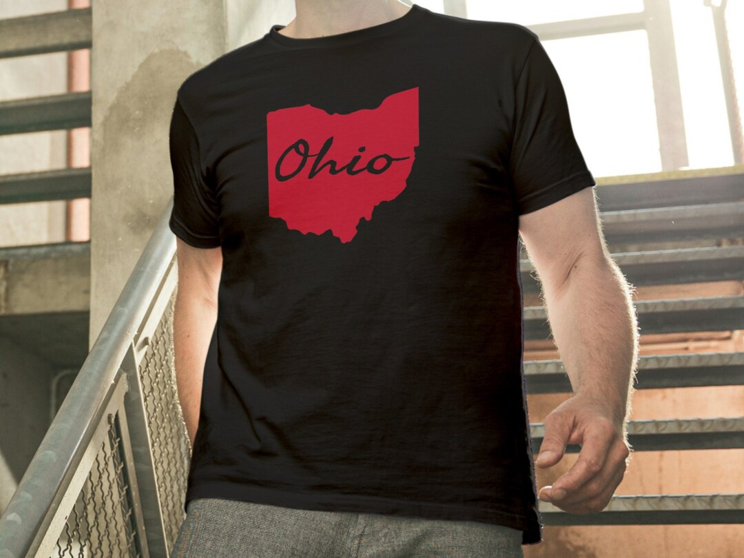 Ohio State Map Unisex Heavy Cotton Graphic Tee, Minimalist Red Ohio ...