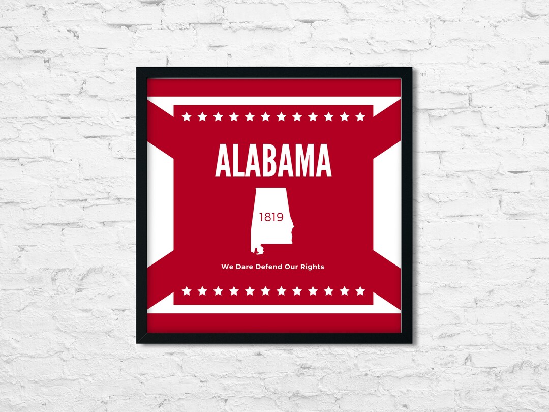 Alabama Printable Art, Minimalist State Flag & Map Design With Modern ...