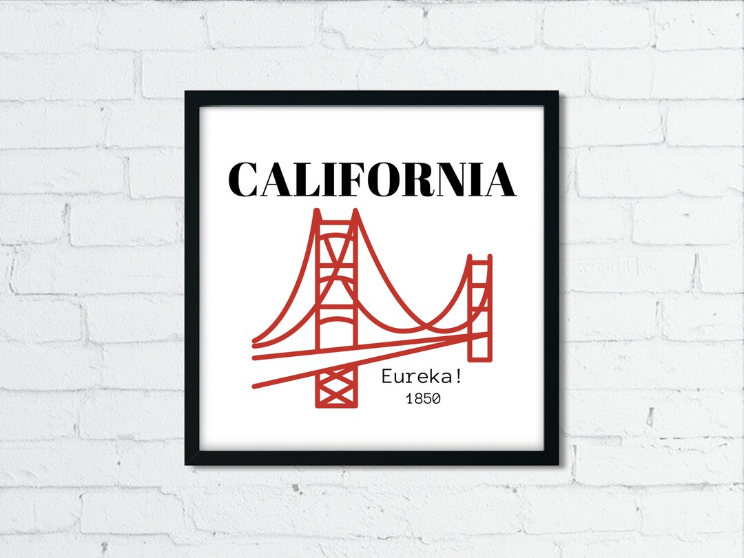 California Golden Gate Bridge Digital Printable Art, Red & Black Design ...