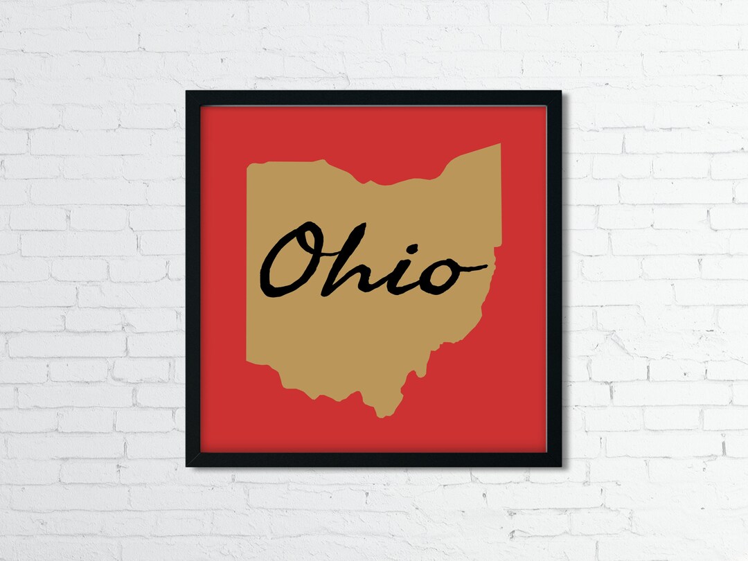 Ohio Wall Art Digital Download Printable, Black, Tan, Cardinal Red ...
