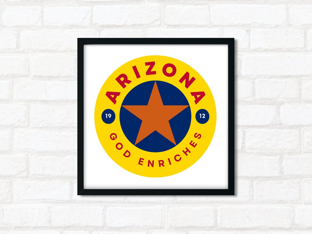 Arizona Star Digital Printable Art, Minimalist Yellow, Blue, Red ...