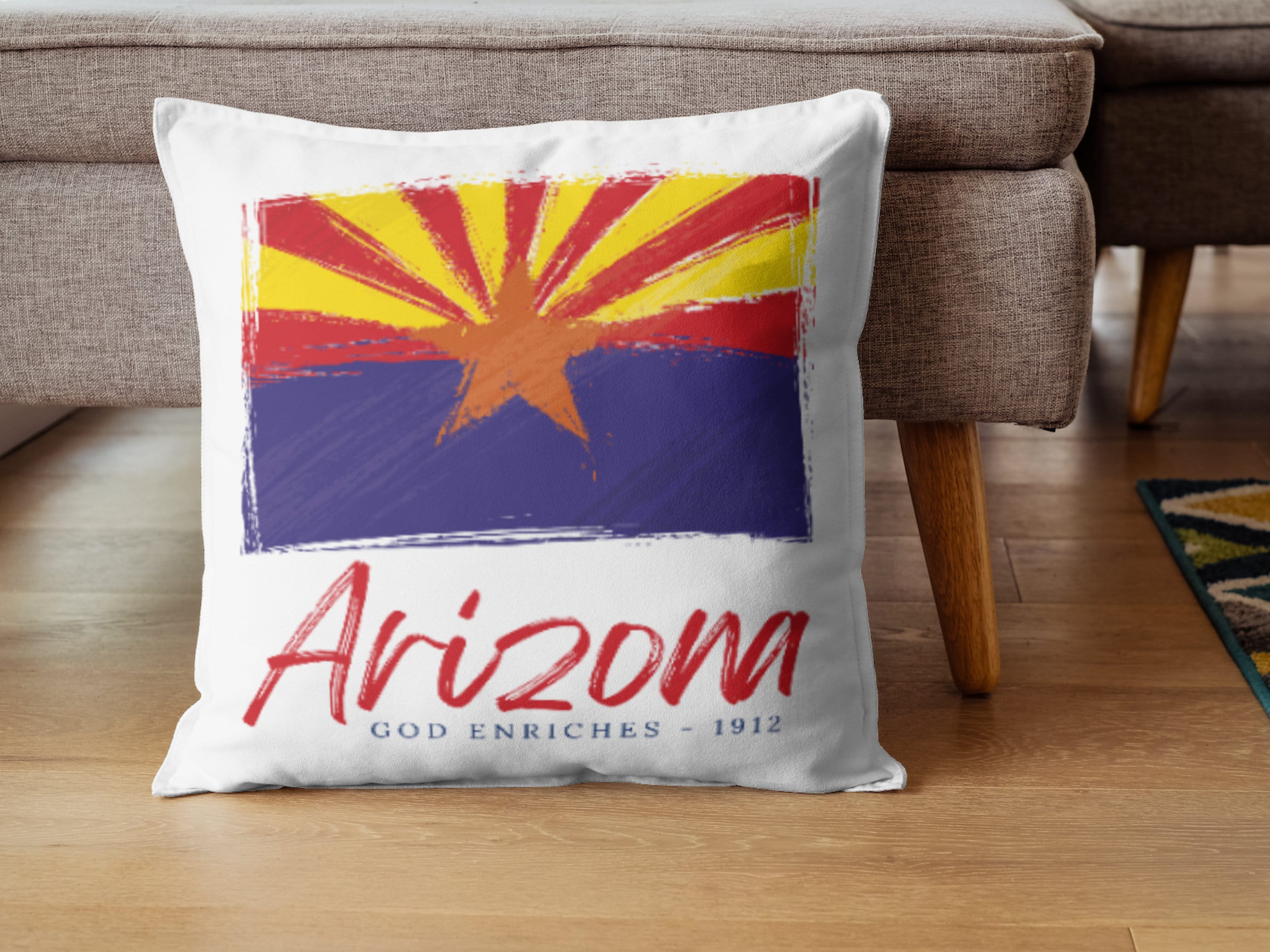 Arizona State Flag Digital Printable Art, Minimalist Blue, Red, Yellow ...