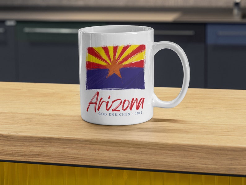 Arizona State Flag Digital Printable Art, Minimalist Blue, Red, Yellow ...