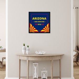 Arizona Flag Digital Printable Art, Minimalist Yellow, Blue, Red ...