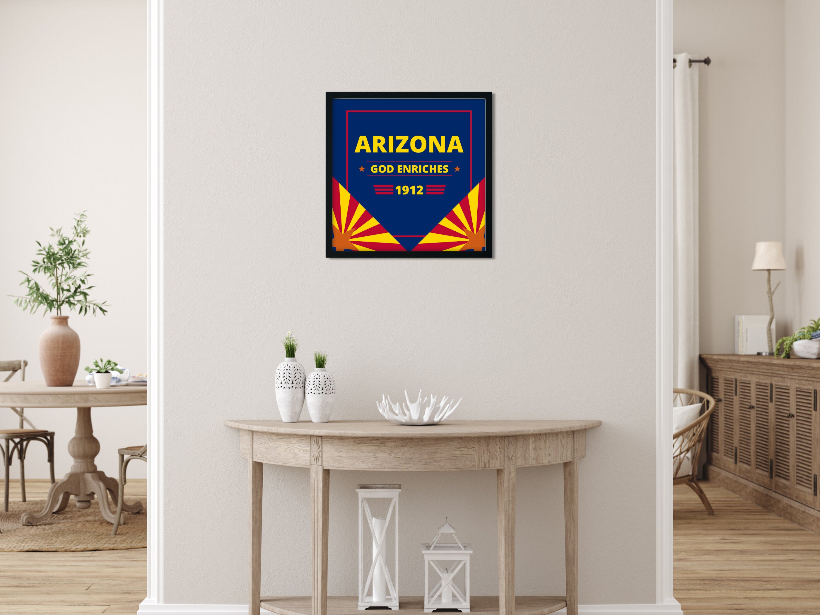 Arizona Flag Digital Printable Art, Minimalist Yellow, Blue, Red ...