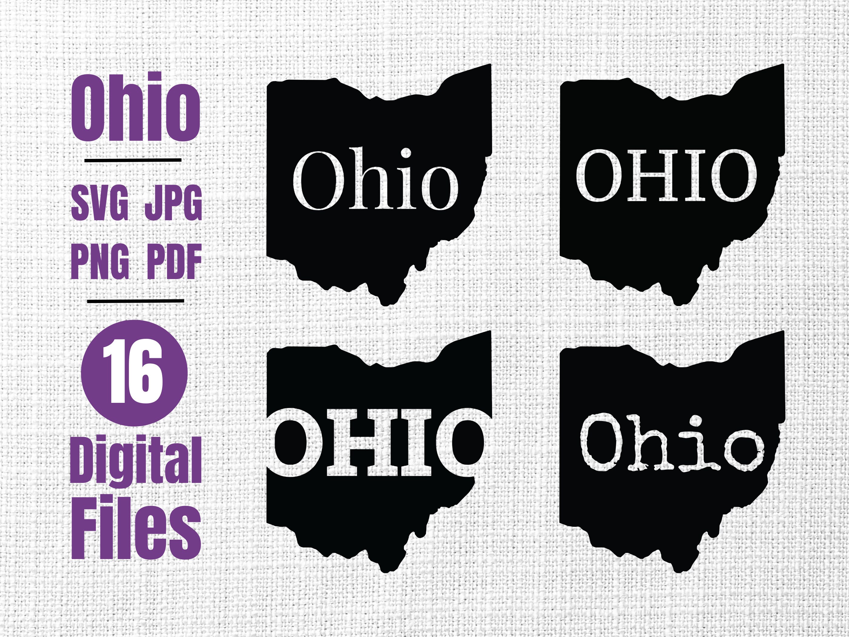 Ohio State Map SVG Bundle - Serif Fonts, Minimalist Design - Instant ...