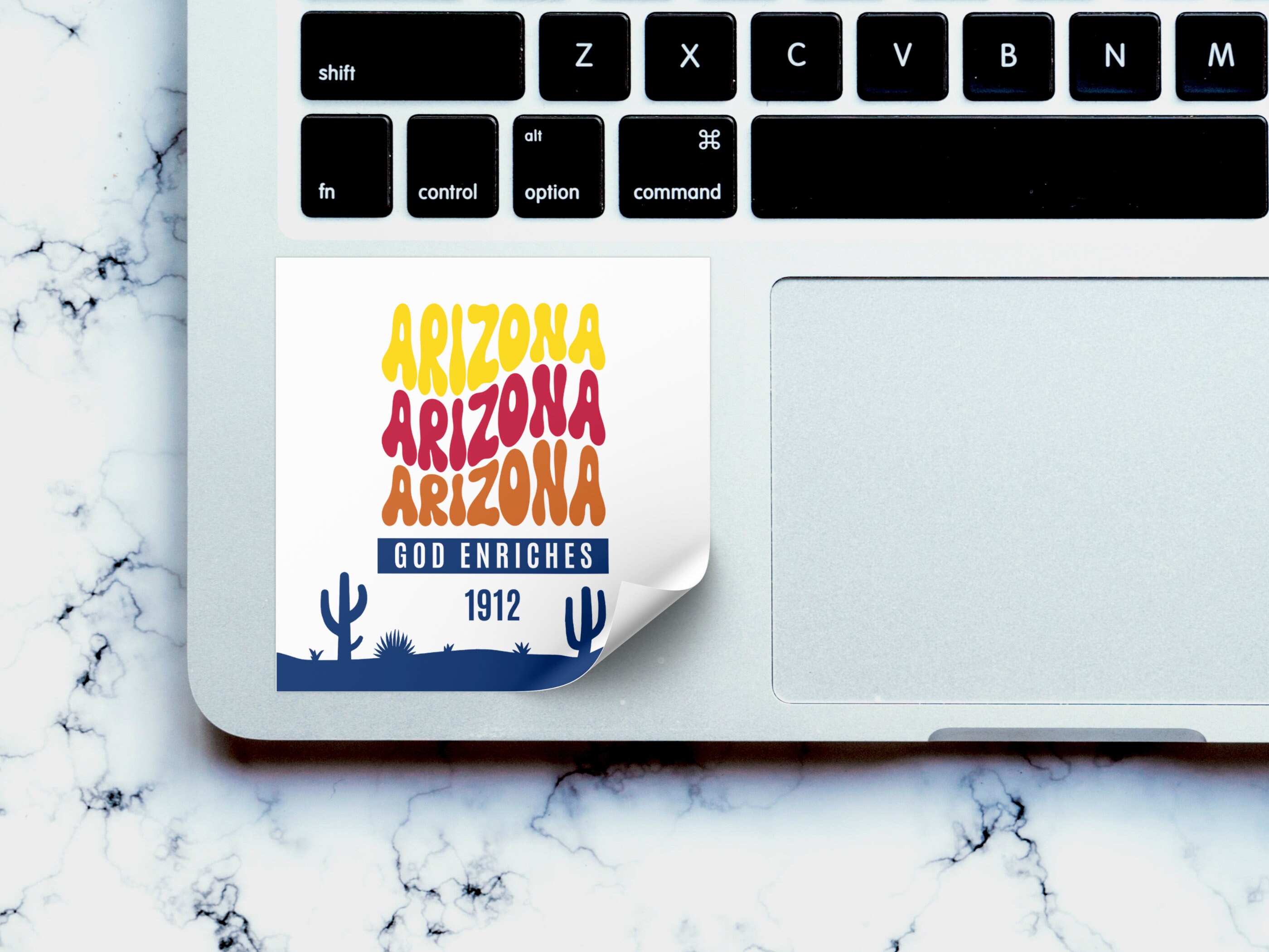 Arizona Groovy Font Digital Printable Art, Minimalist Blue, Red, Yellow ...