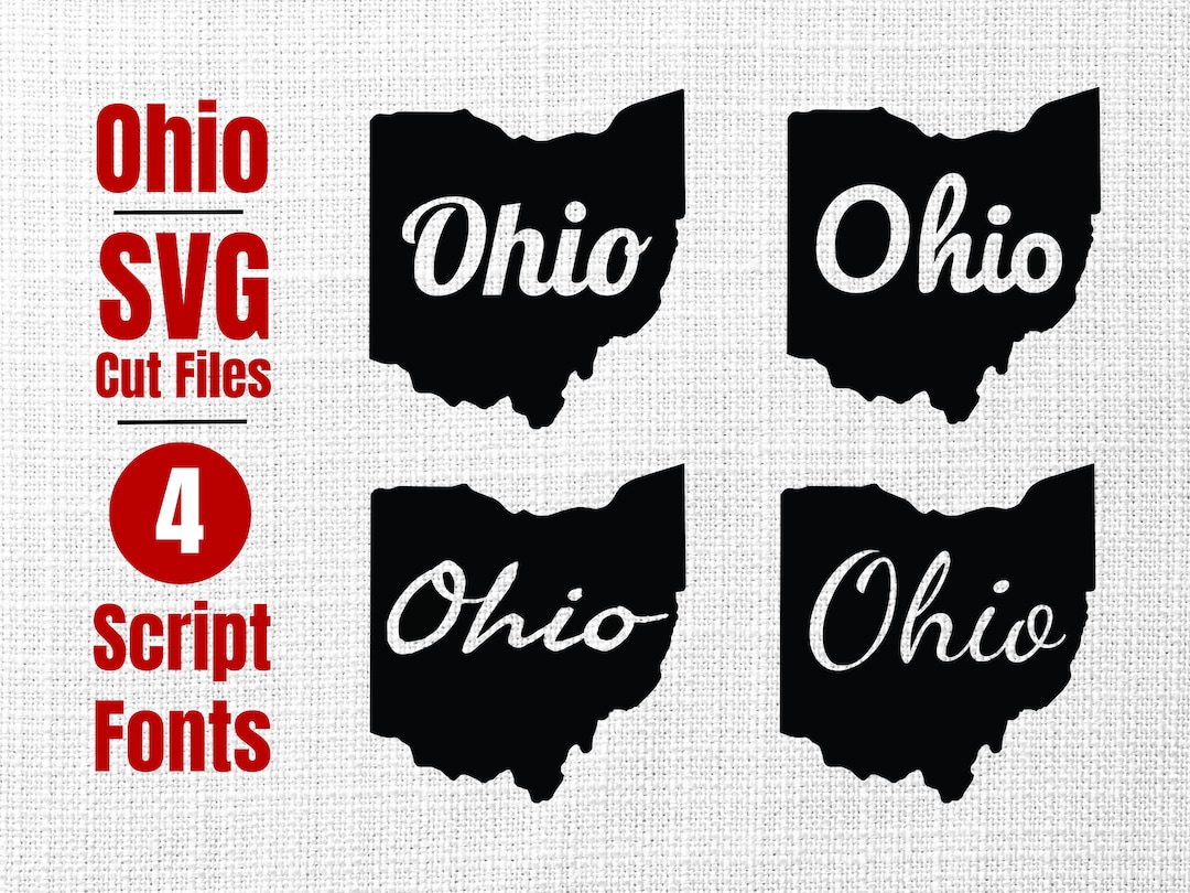 Ohio SVG Cut Files Bundle Digital Download, Script Fonts, State Shape ...