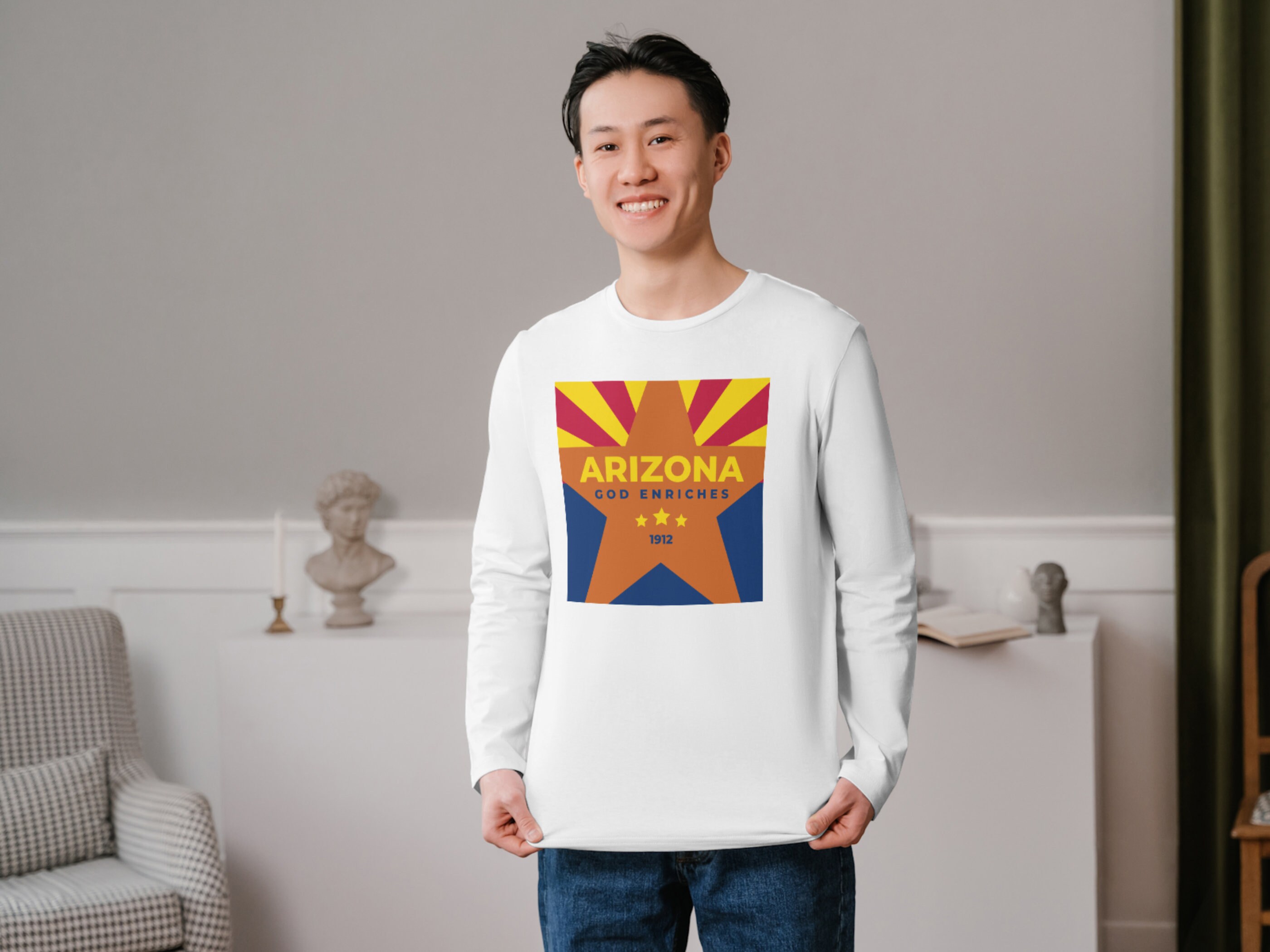 Arizona Flag Digital Printable Art, Minimalist Yellow, Blue, Red ...