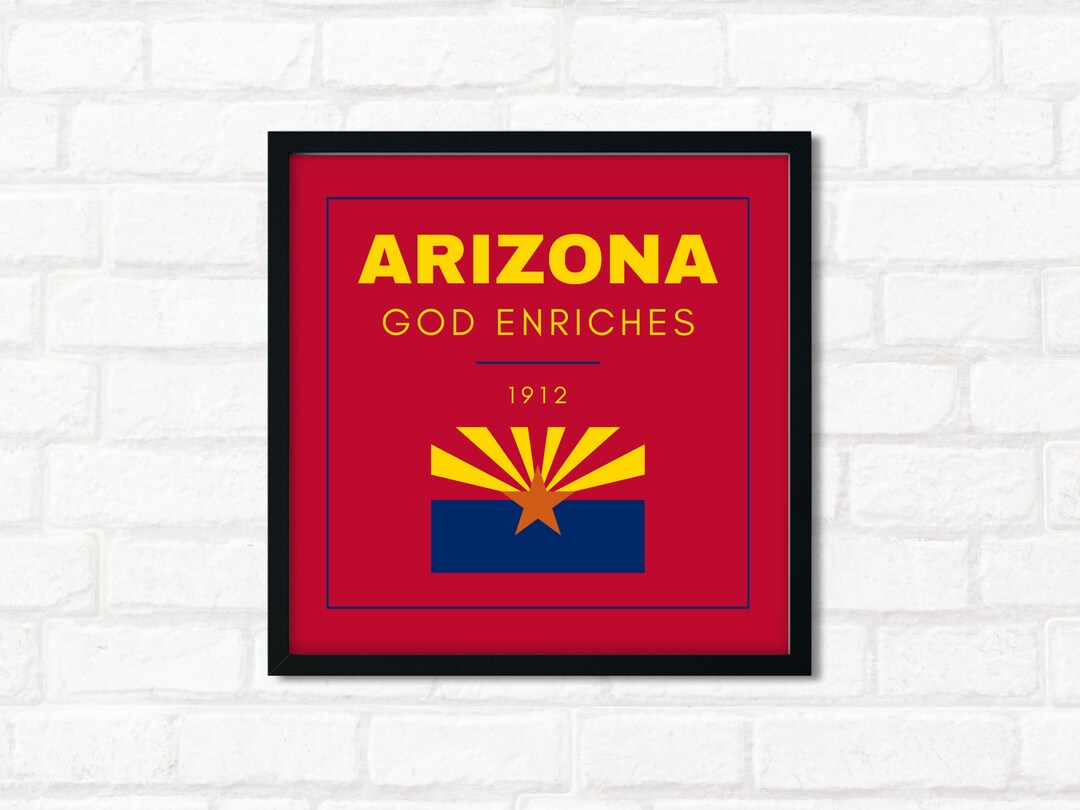 Arizona Flag Digital Printable Art, Minimalist Red, Yellow, Blue ...