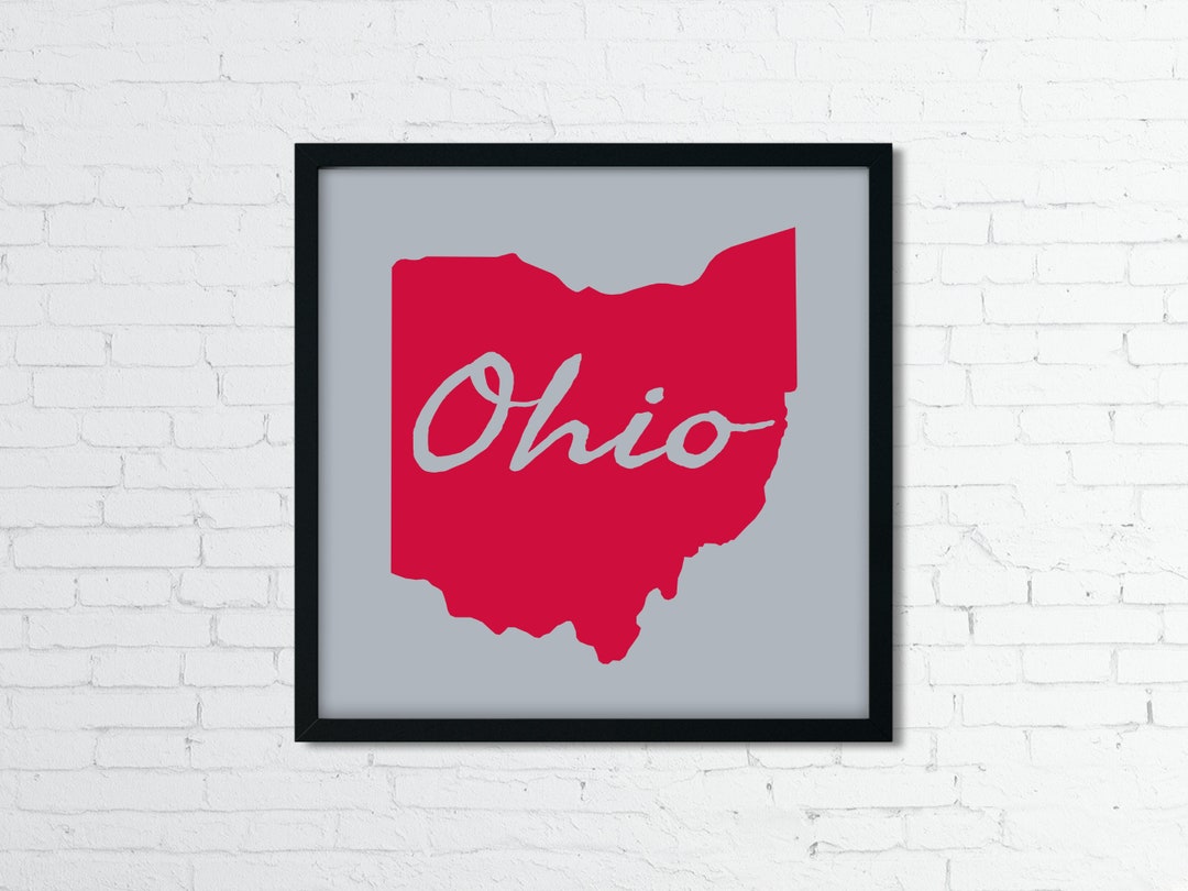Ohio Wall Art Digital Download Printable, Gray, Scarlet, Red, Script ...