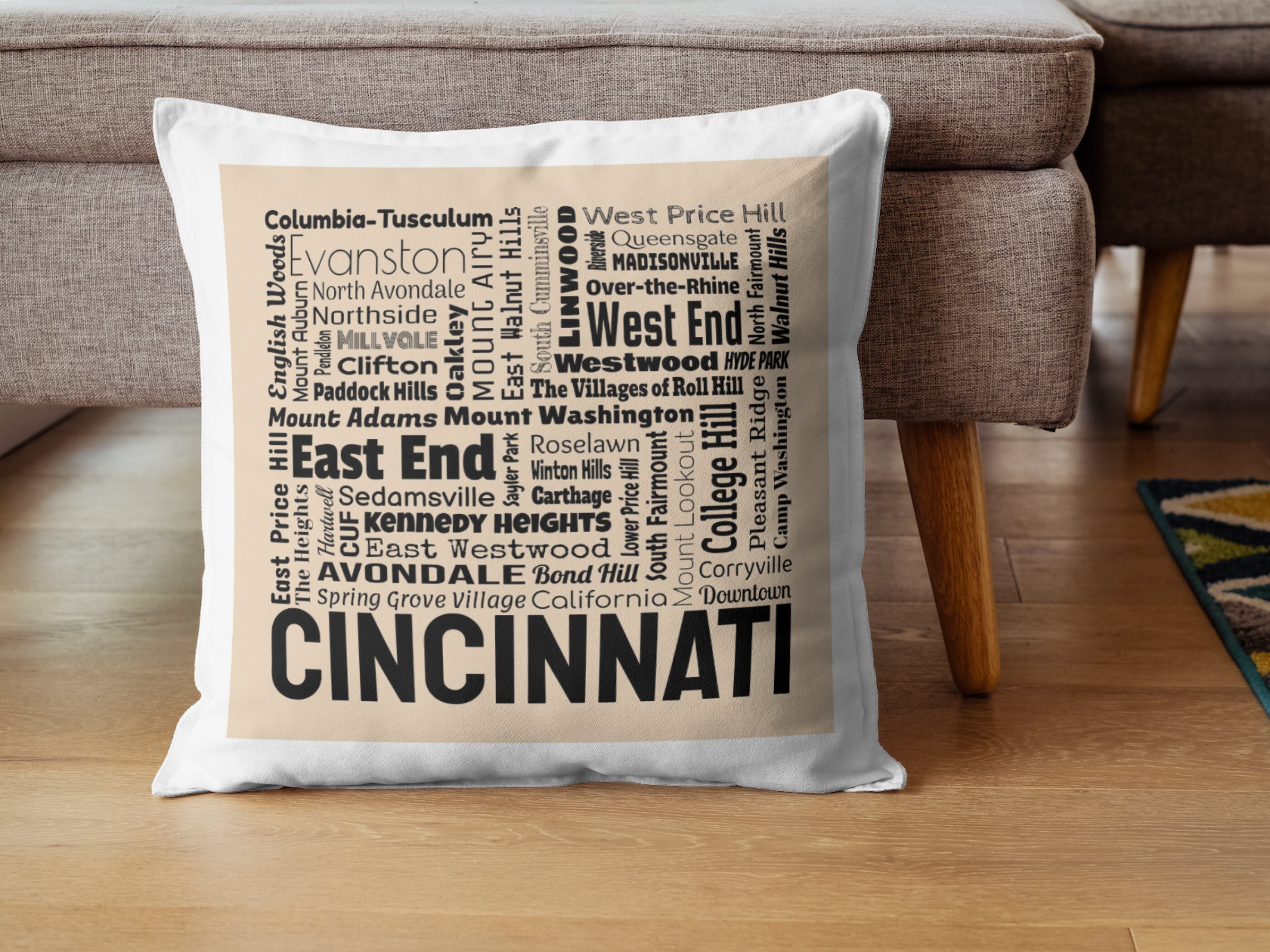 Cincinnati Neighborhoods Typography Word Cloud Printable Art, Digital ...