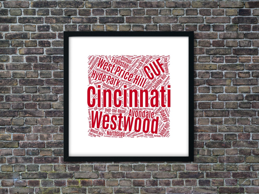Cincinnati Neighborhoods Word Cloud Art Print Digital - Etsy