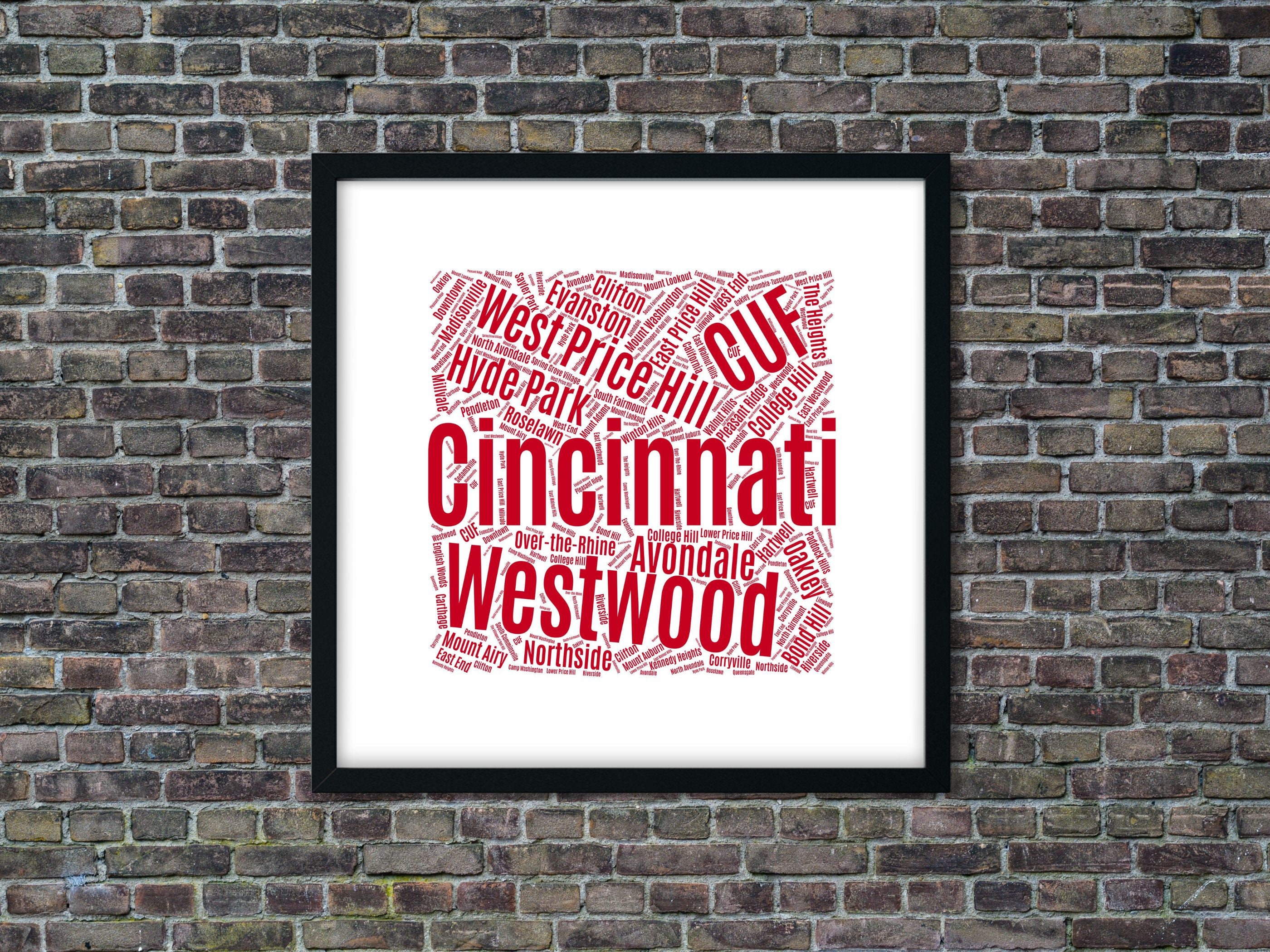 Cincinnati Neighborhoods Word Cloud Art Print Digital - Etsy