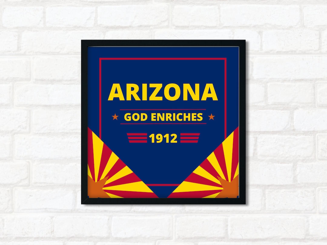 Arizona Flag Digital Printable Art, Minimalist Yellow, Blue, Red ...
