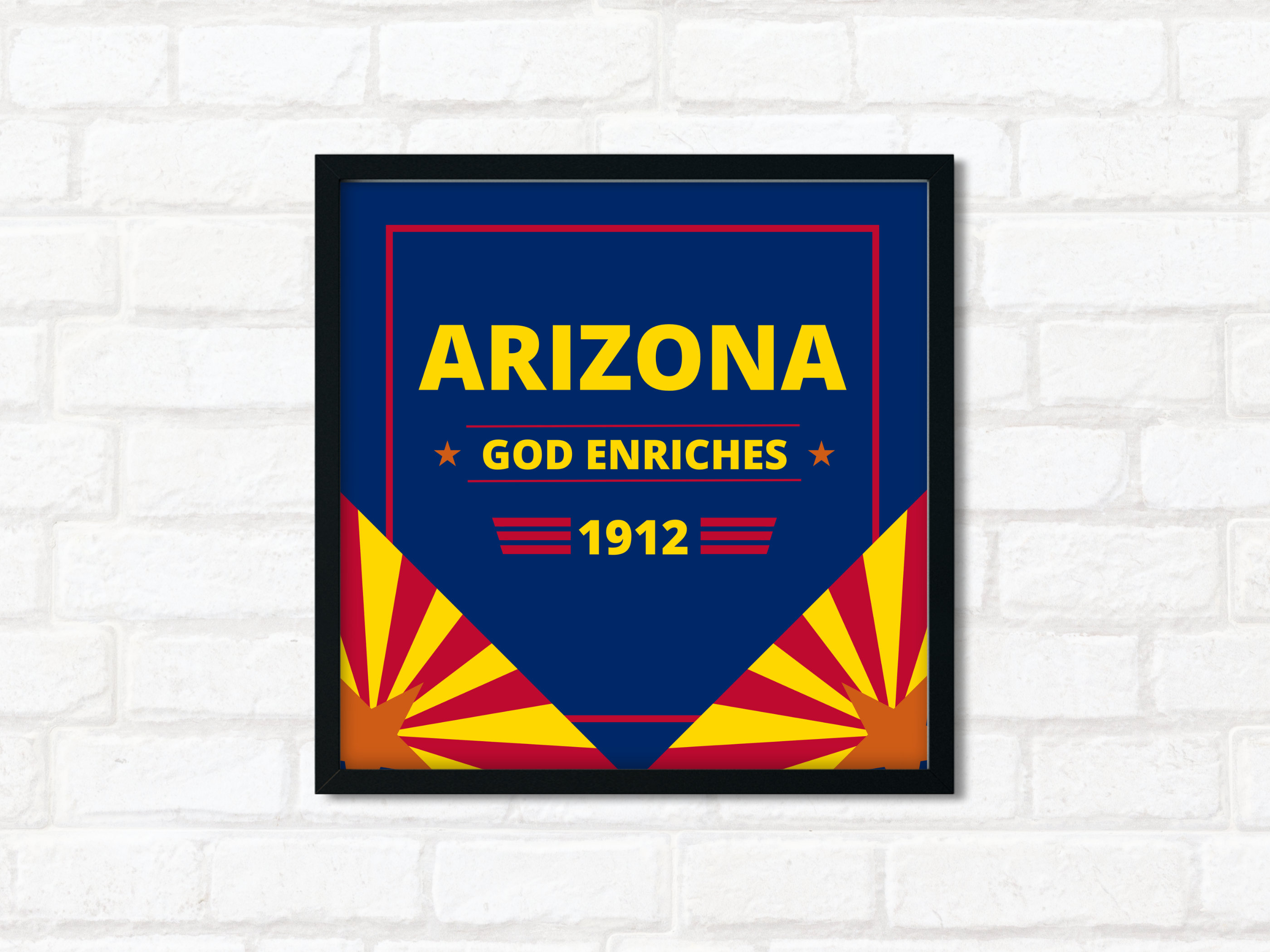 Arizona Flag Digital Printable Art, Minimalist Yellow, Blue, Red ...