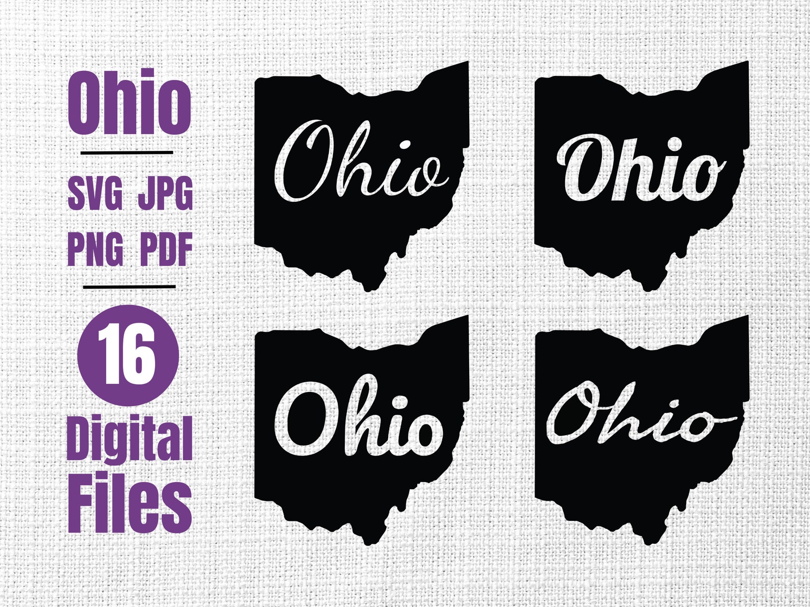 Ohio SVG Cut Files Bundle Digital Download, Script Fonts, State Shape ...