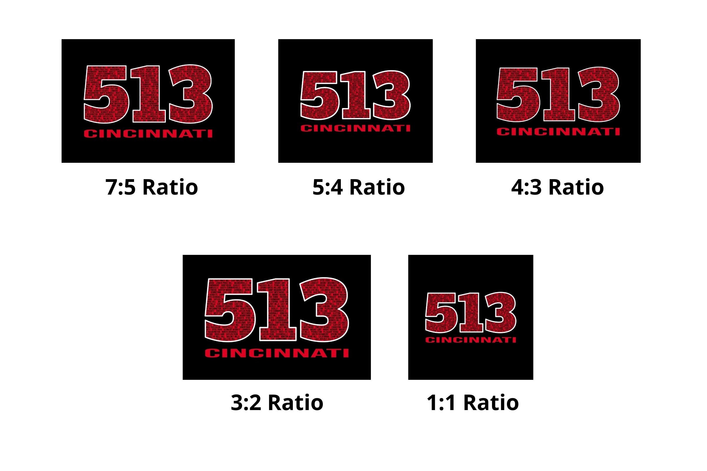 Cincinnati Neighborhoods Digital Art Print, Black, Red, & White Ohio ...