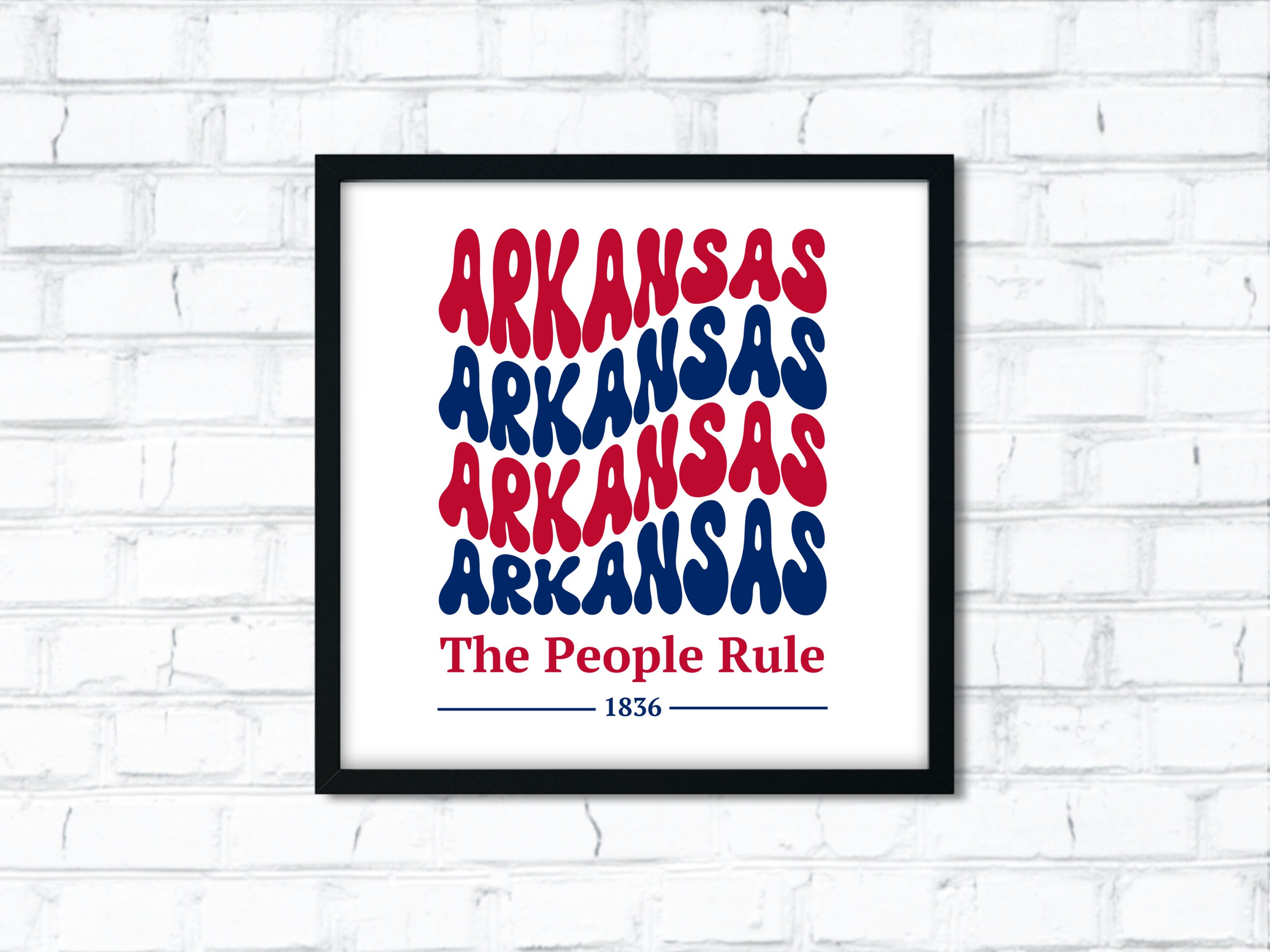 Arkansas Groovy Font Digital Printable Art, Minimalist Red, White ...