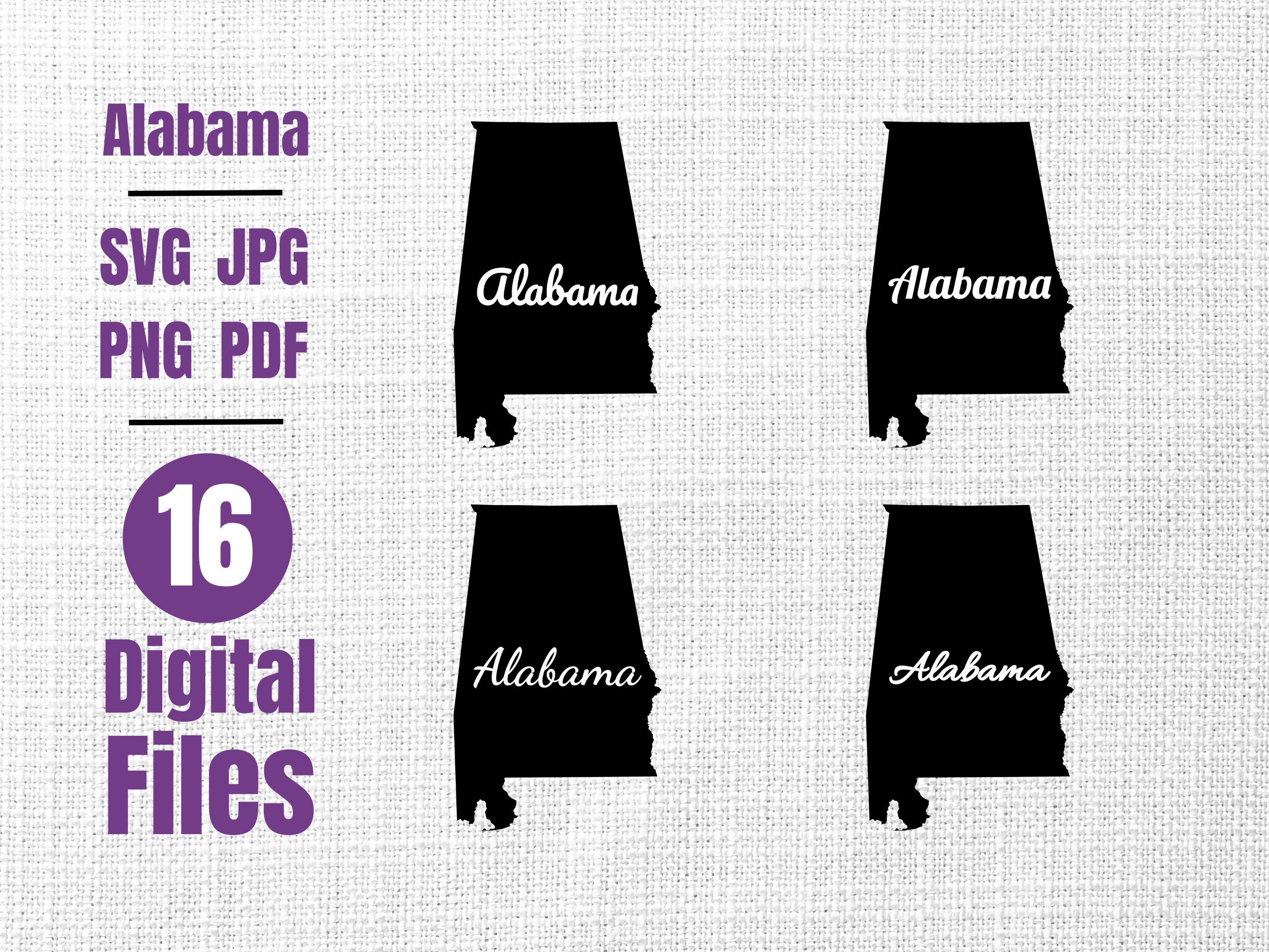 Alabama SVG Cut Files Bundle Digital Download, Script Fonts, State ...