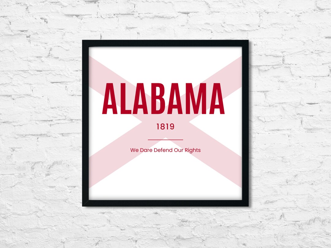 Alabama State Flag Printable Art, Minimalist Design With Simple Red ...