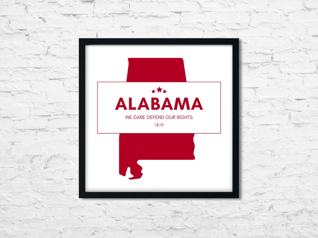 Alabama State Motto Digital Download Art Print, Hi Res Red & White ...