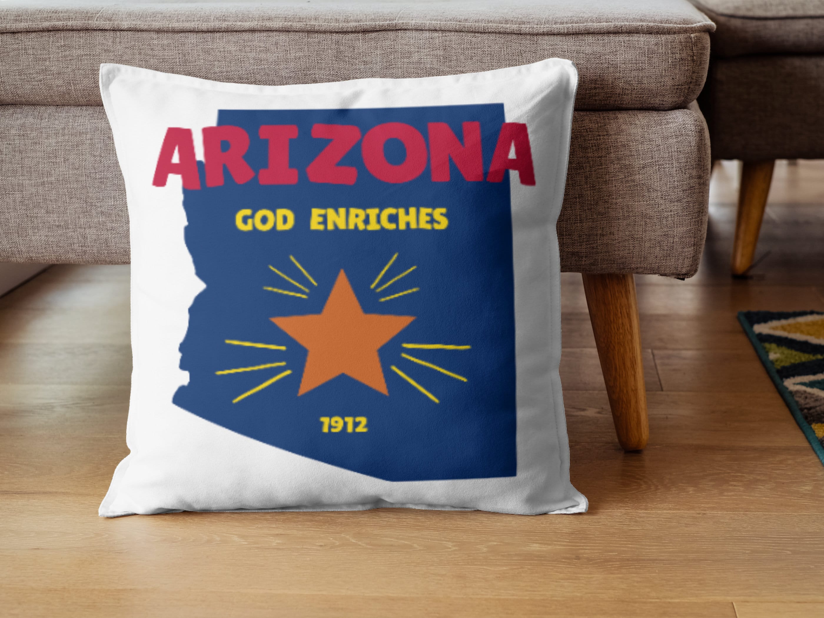 Arizona State Map Digital Printable Art, Minimalist Blue, Red, Yellow ...