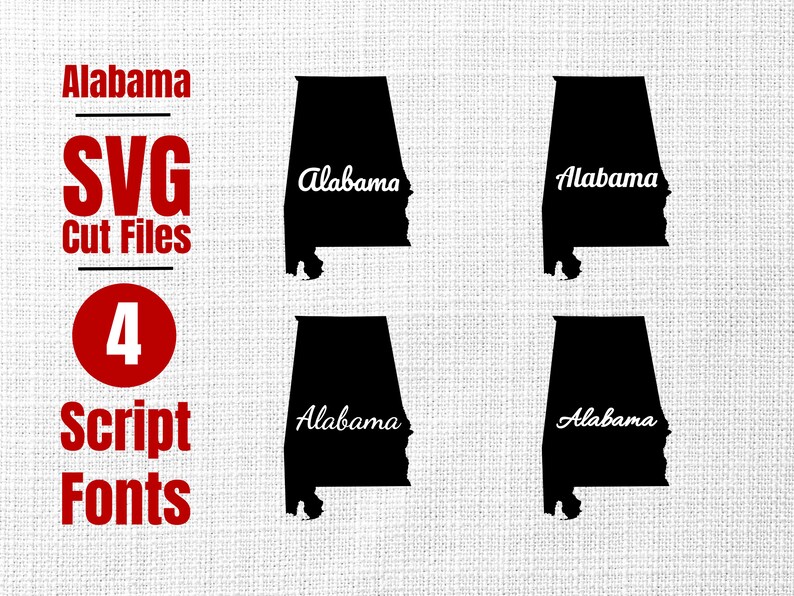 Alabama SVG Cut Files Bundle Digital Download, Script Fonts, State ...